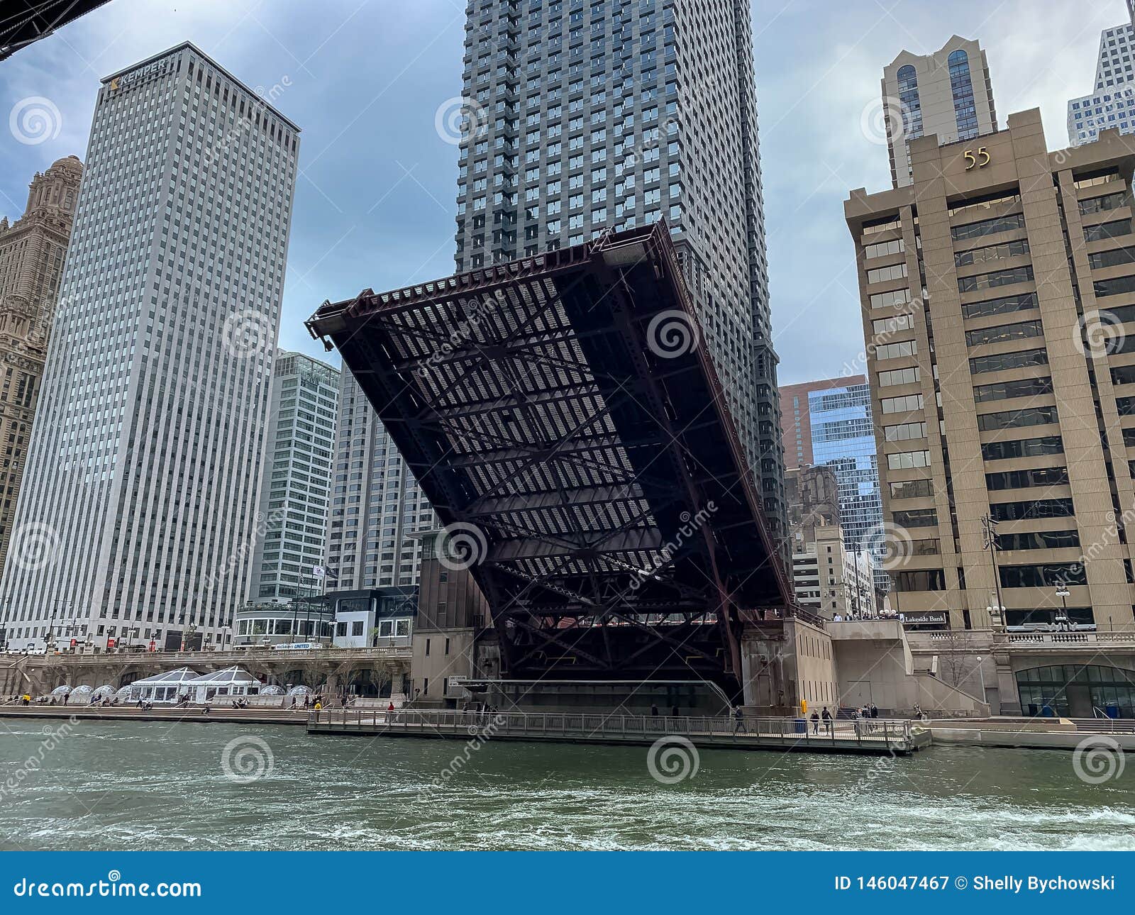 View of Dearborn Street Bridge Lifted in Spring Editorial Photography ...