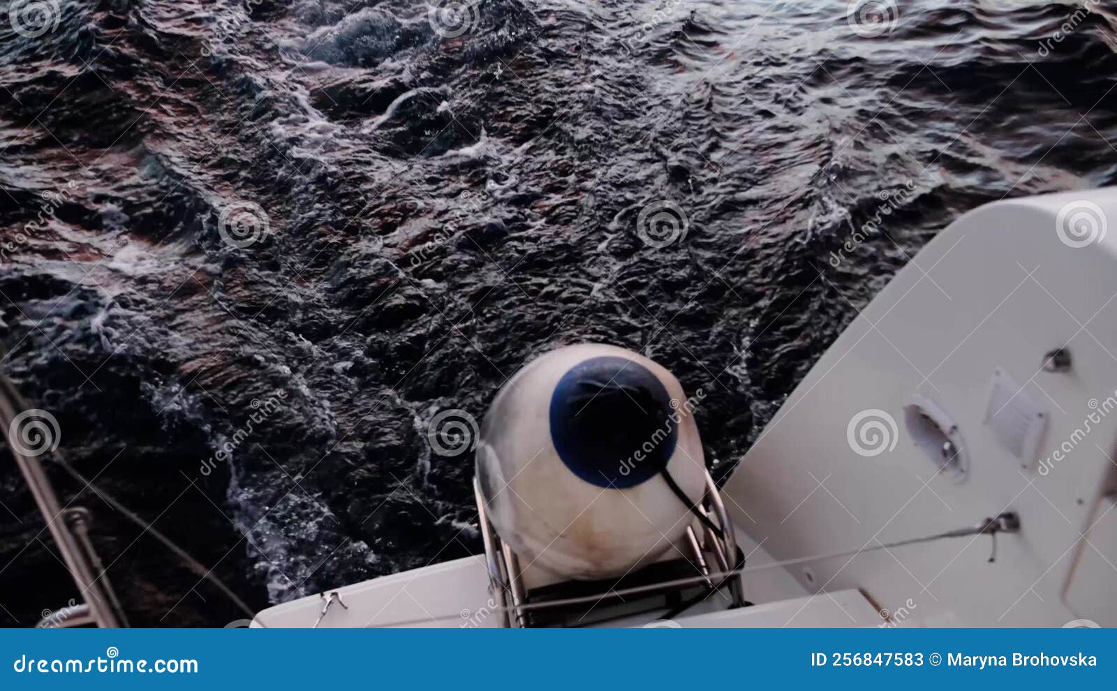 View from the Deck of the Yacht on the Sunset Ocean, Close-up Stock ...
