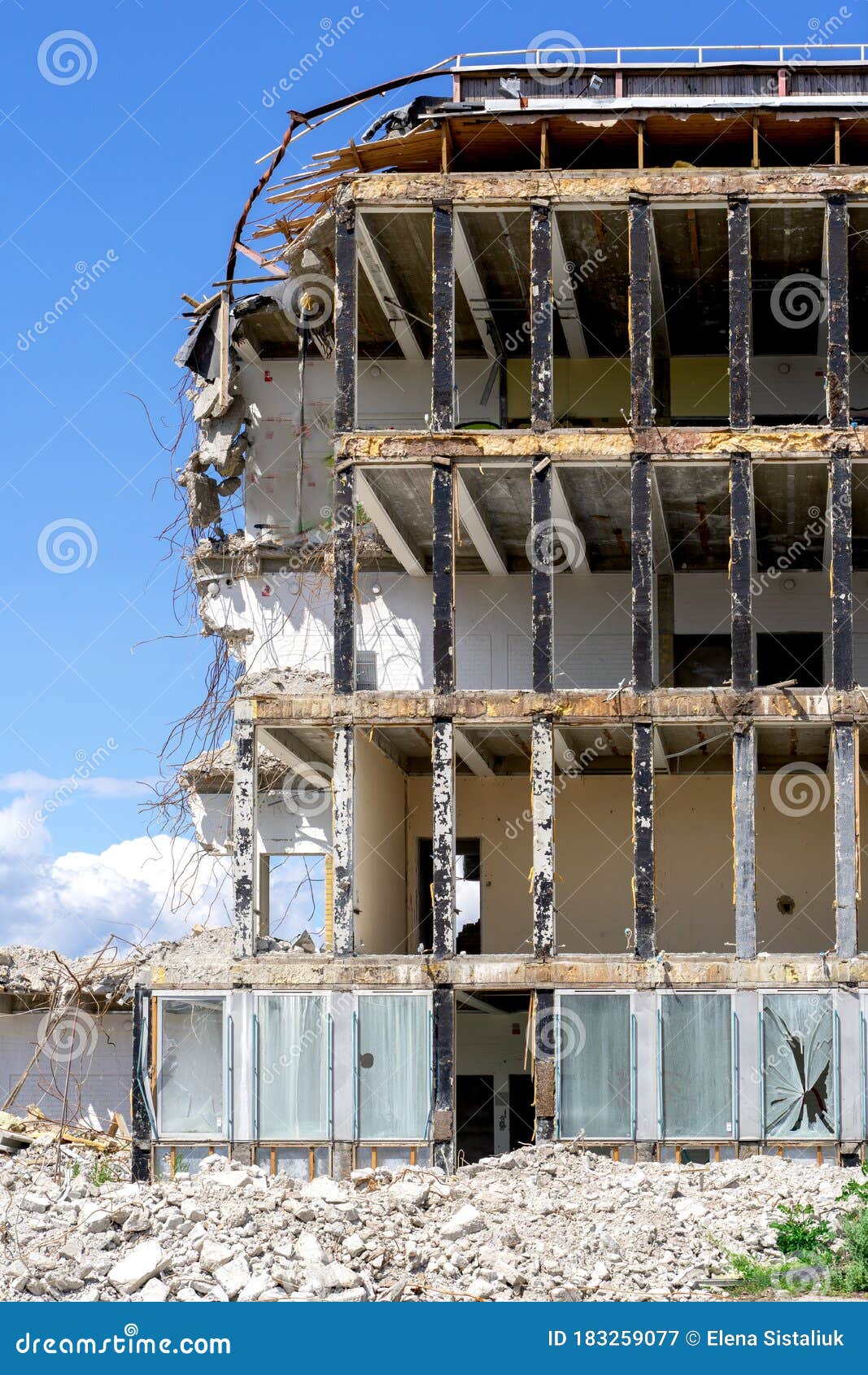 View Of The Demolition Of A Multi-storey Building. Dismantling And ...