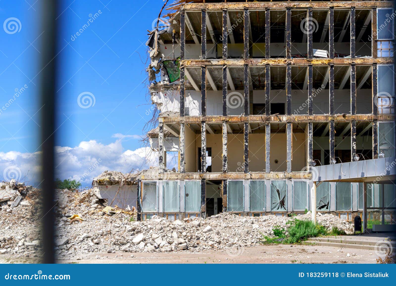 View of the Demolition of a Multi-storey Building. Dismantling and ...