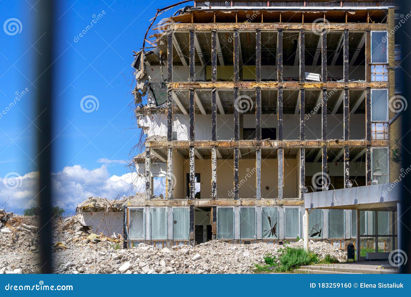 View of the Demolition of a Multi-storey Building. Dismantling and ...