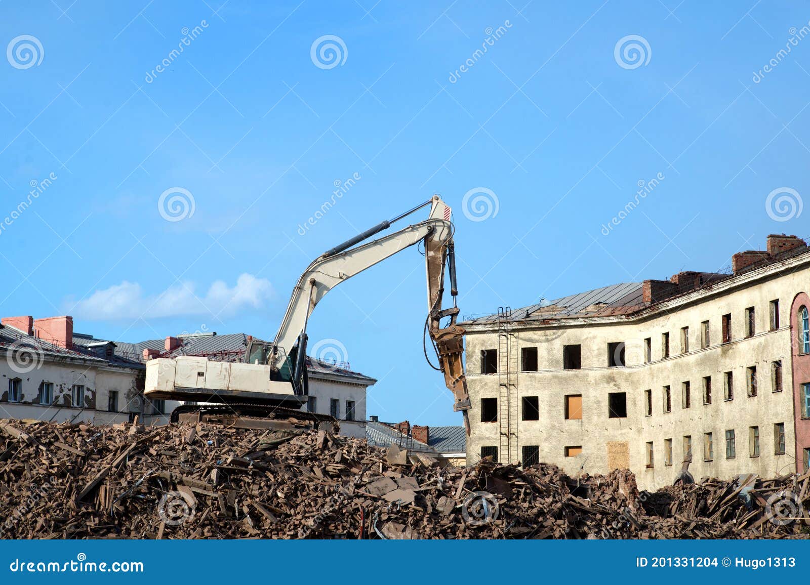 Dismantling and Demolition of Buildings and Structures. Stock Photo ...