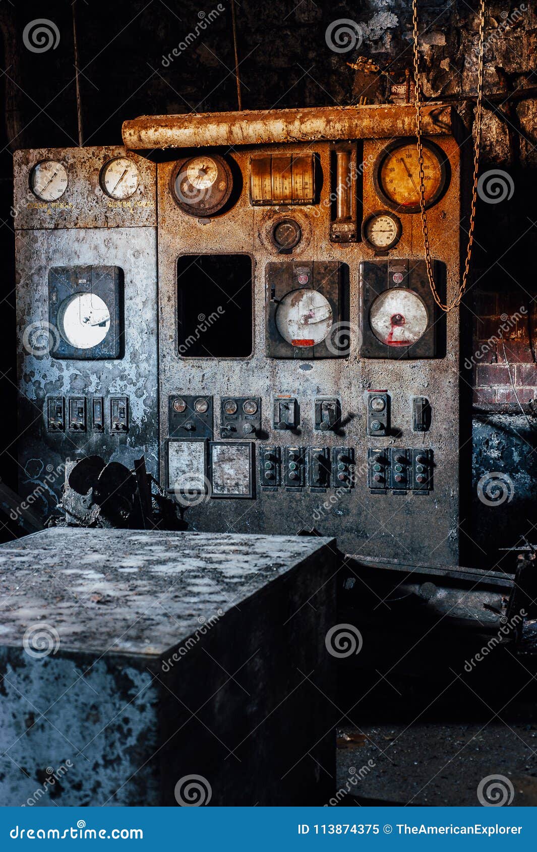 Derelict Control Panel - Abandoned Old Crow Distillery - Kentucky Stock ...
