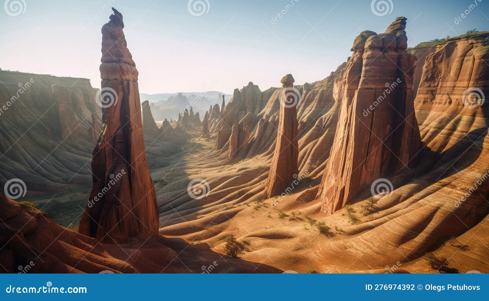 A View of a Desert with Tall Rocks in the Background Stock Illustration ...