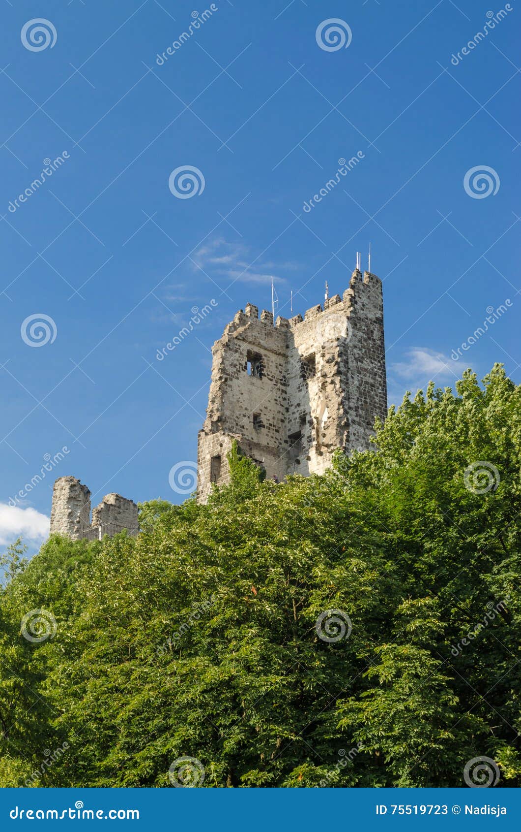 View of Destroyed Castle Tower in Germany, Summer Day Stock Image ...