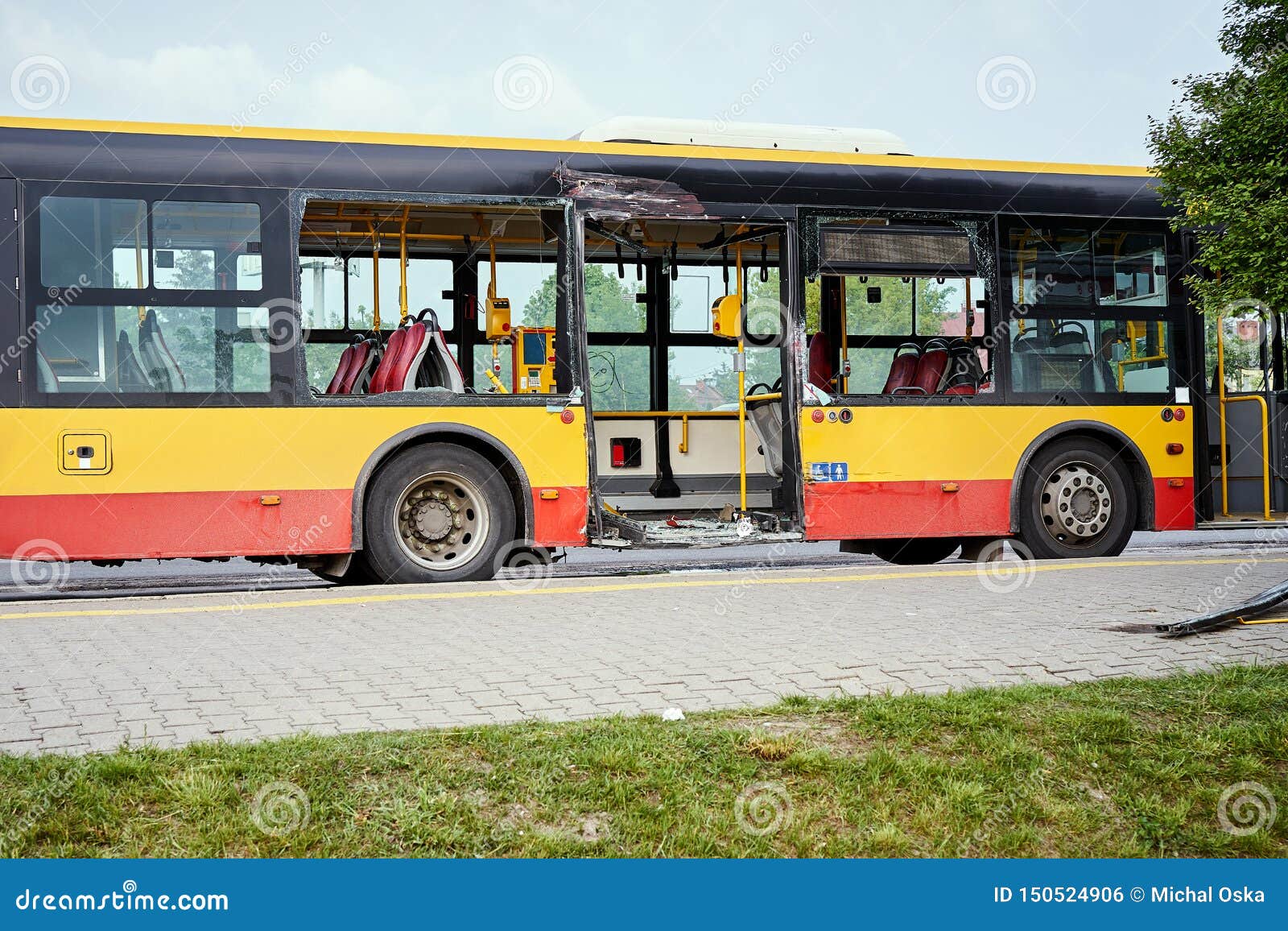 View of Devastated City Bus after Road Accident Stock Photo - Image of ...