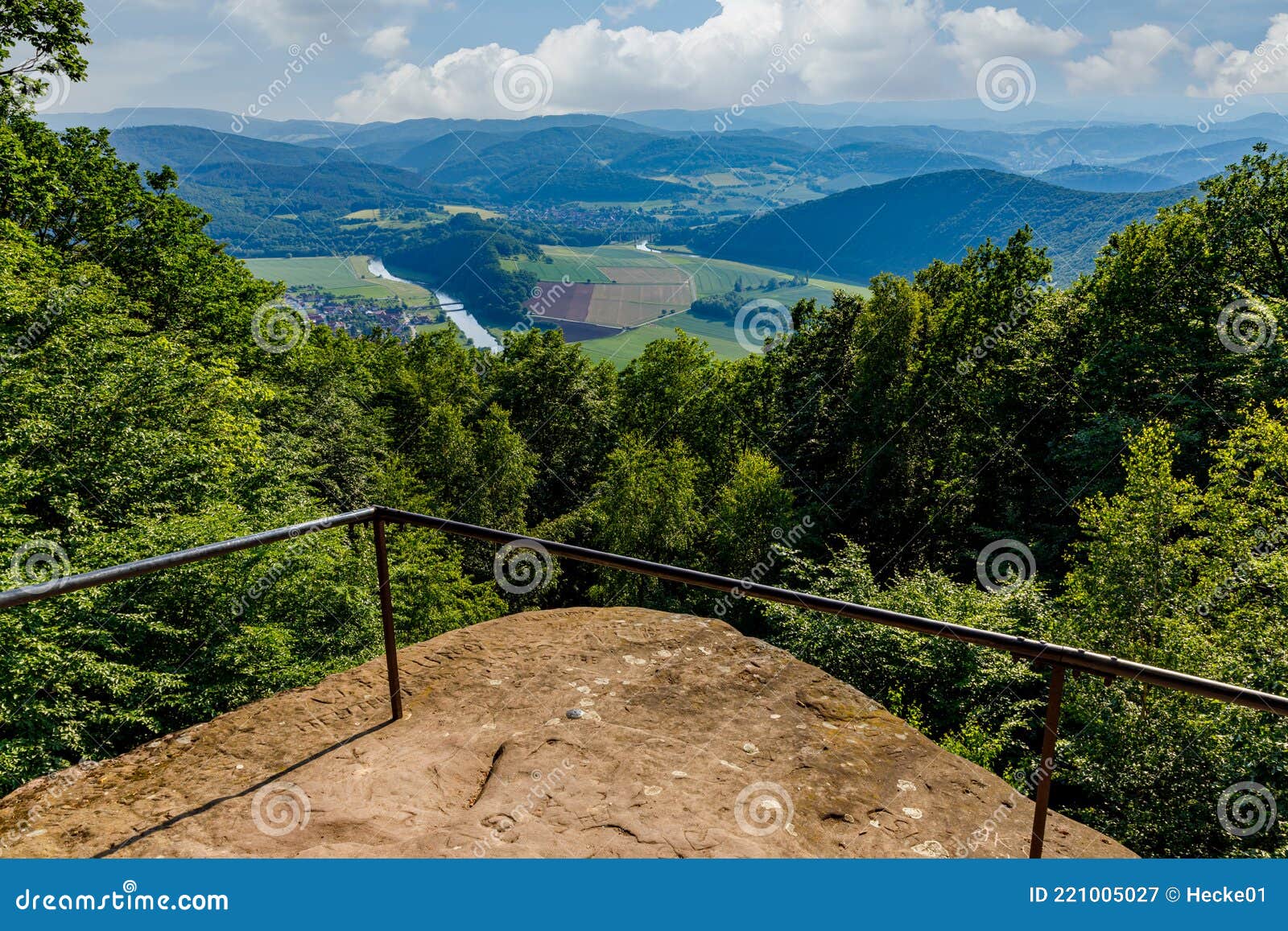 View from the Devils Pulpit Rock into the Werra River Valley between ...
