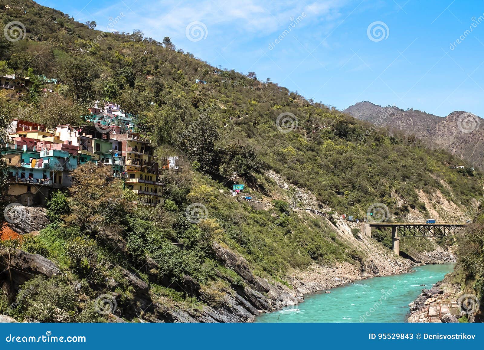 View of Devprayag and Bhagirathi River, Uttarkhand, India Stock Image ...