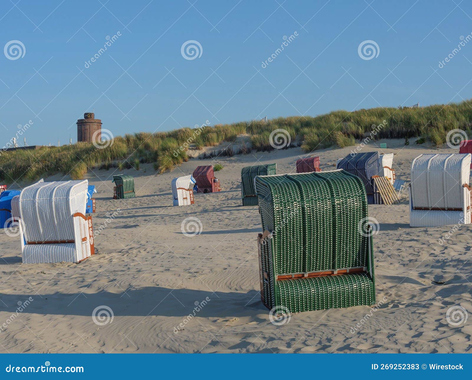 View of Different Booths on a White Sand Beach. Stock Image - Image of ...