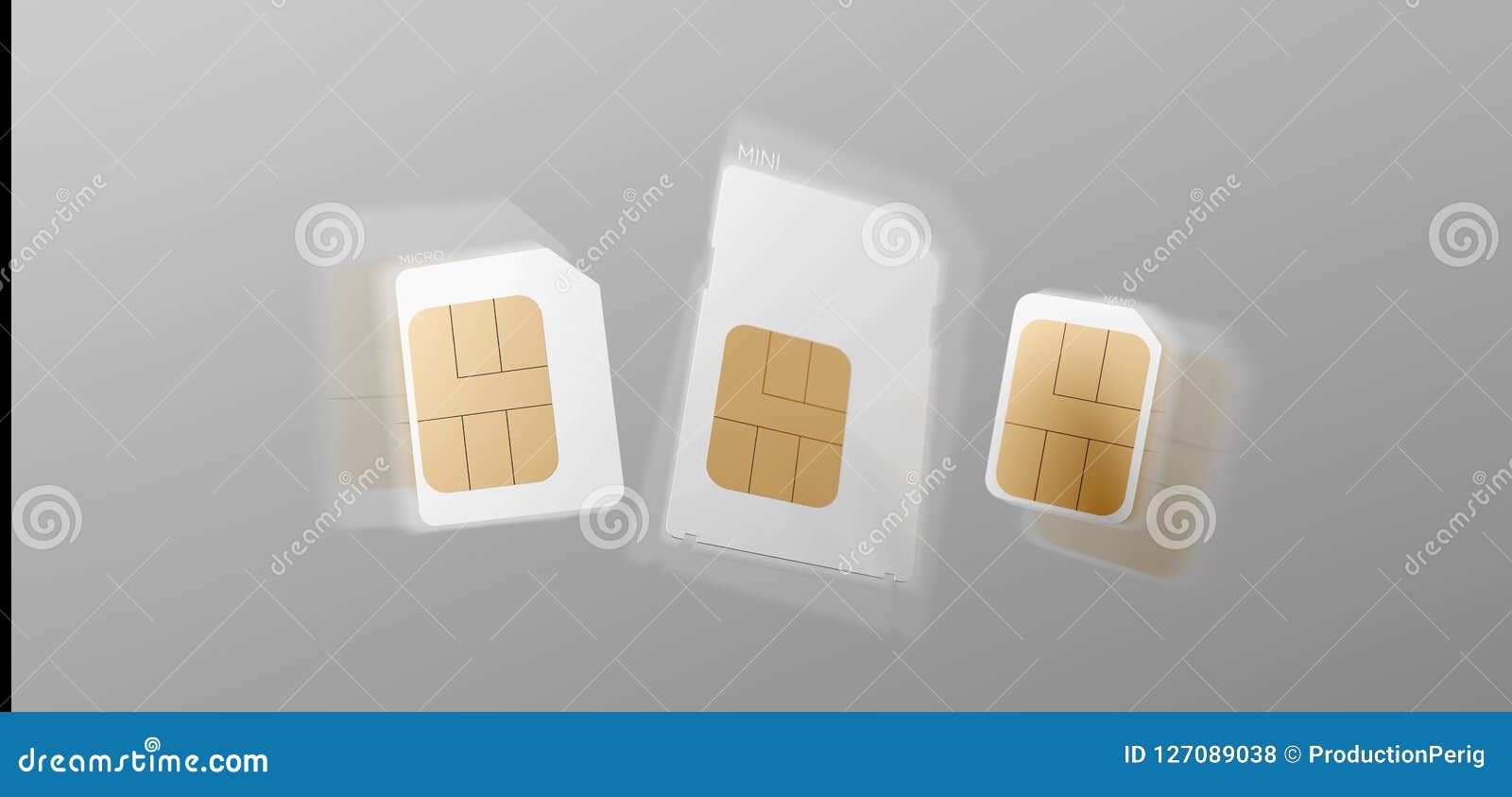 Different Size of a Smartphone Sim Card 3d Rendering Stock Illustration ...