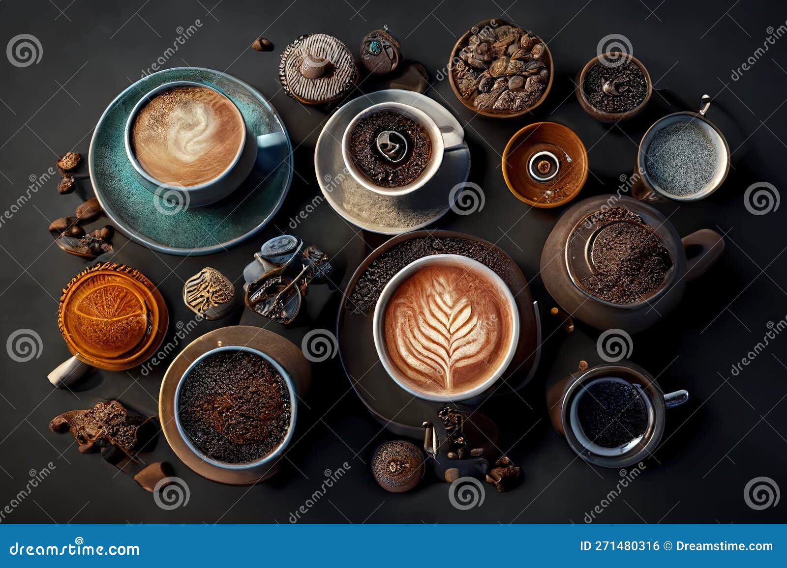 View of Different Types of Coffee Stock Illustration - Illustration of ...