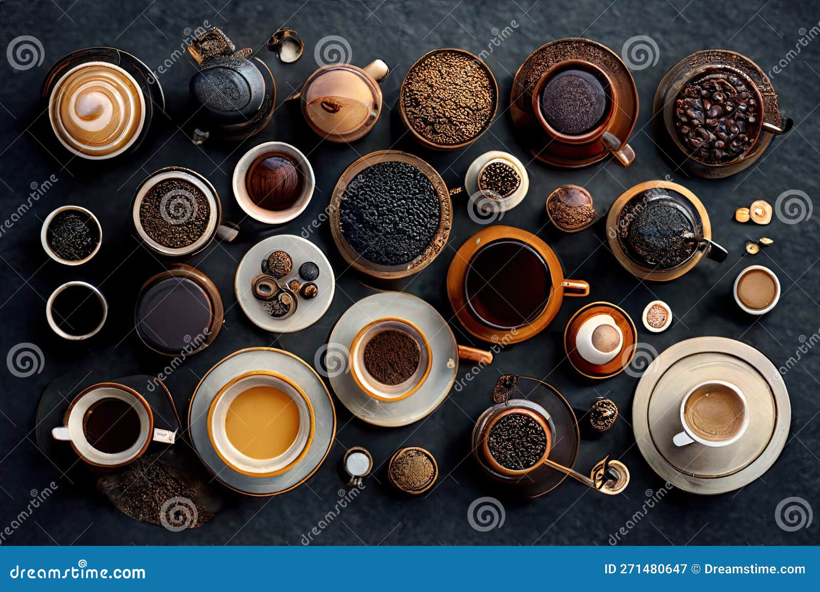 View of Different Types of Coffee Stock Illustration - Illustration of ...