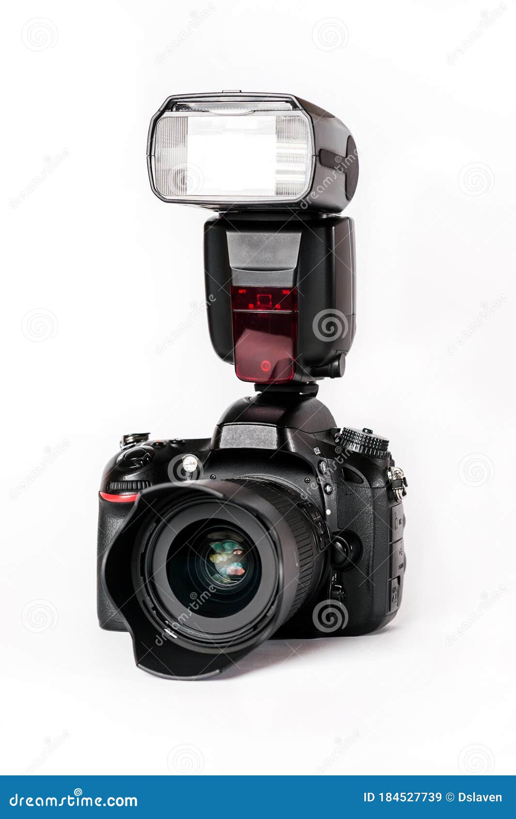 Digital Camera with Flash on White Background Stock Image - Image of ...