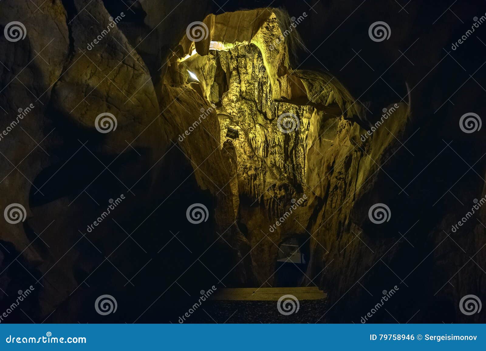View of Dim Cave stock photo. Image of mineral, calcite - 79758946