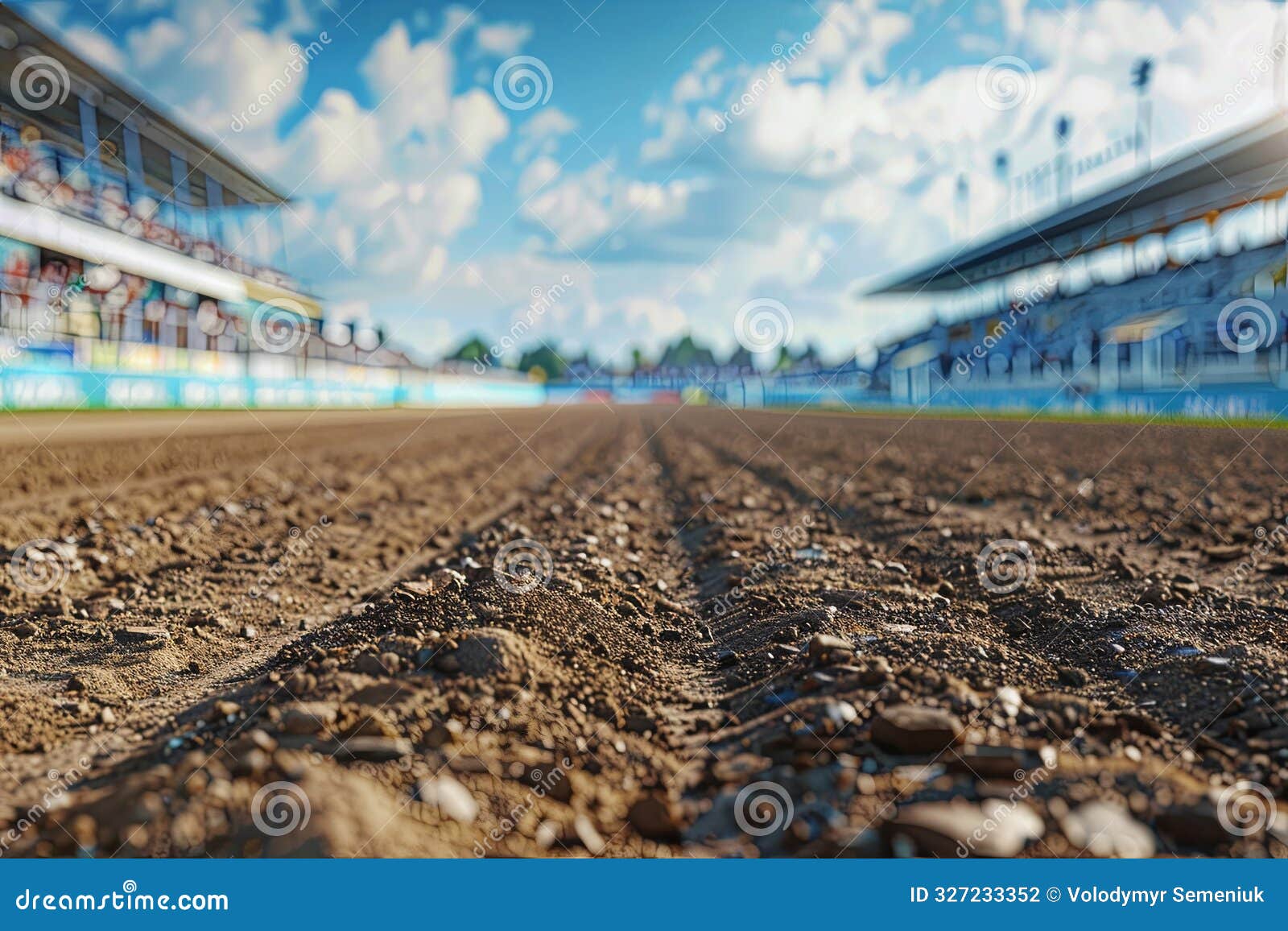 Dirt Track Ready for Racing on a Sunny Day Stock Illustration - Illustration of grandstand ...