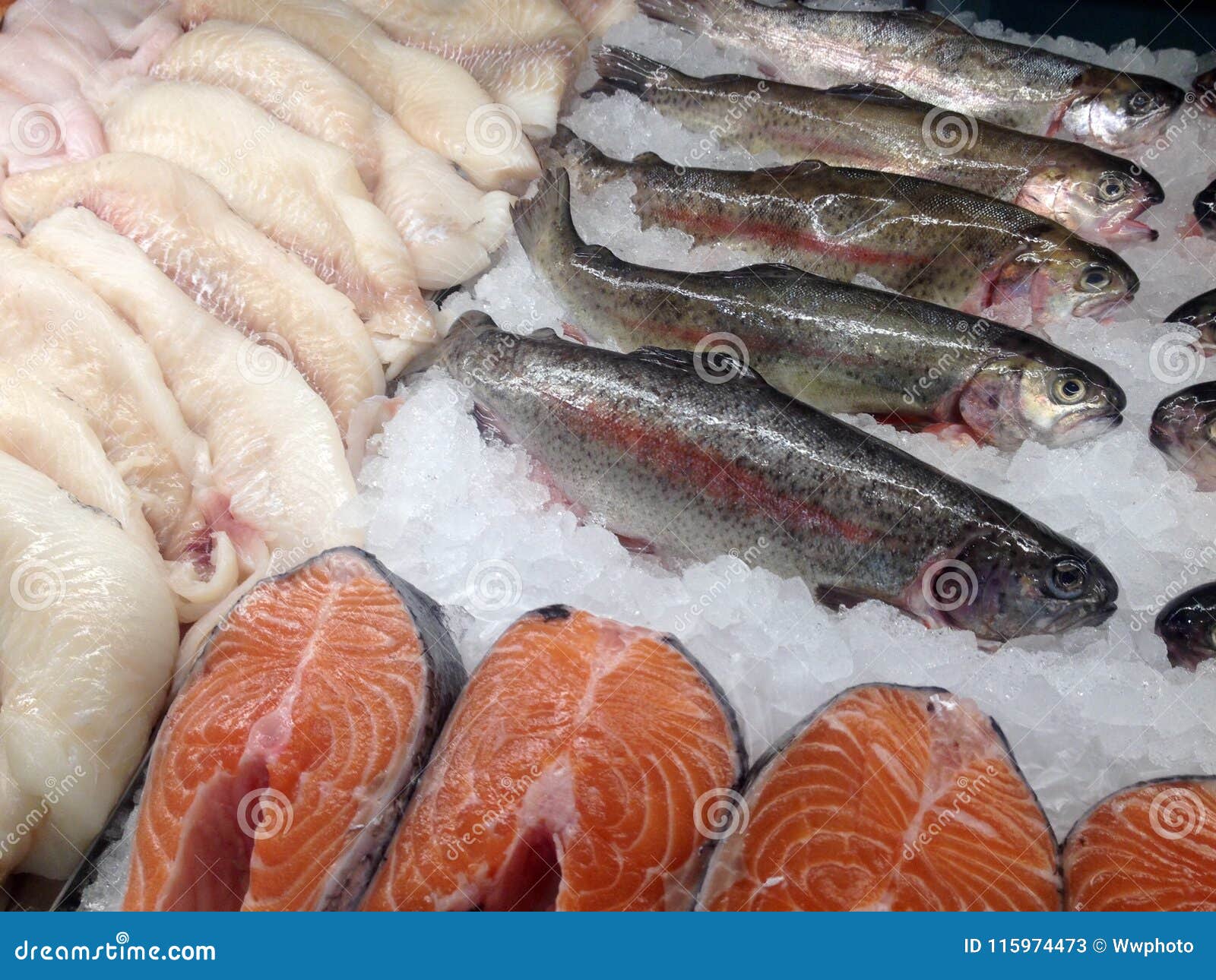 Seafood display case stock image. Image of store, seafood - 115974473