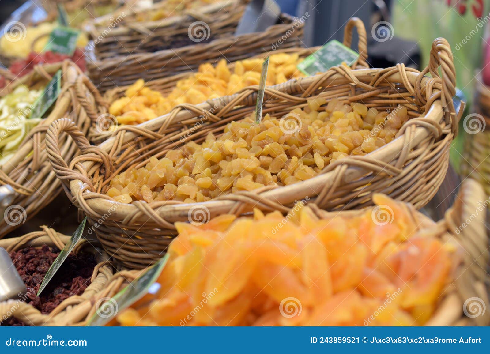 View of a Display of Dried Fruits Stock Image - Image of french, basket ...