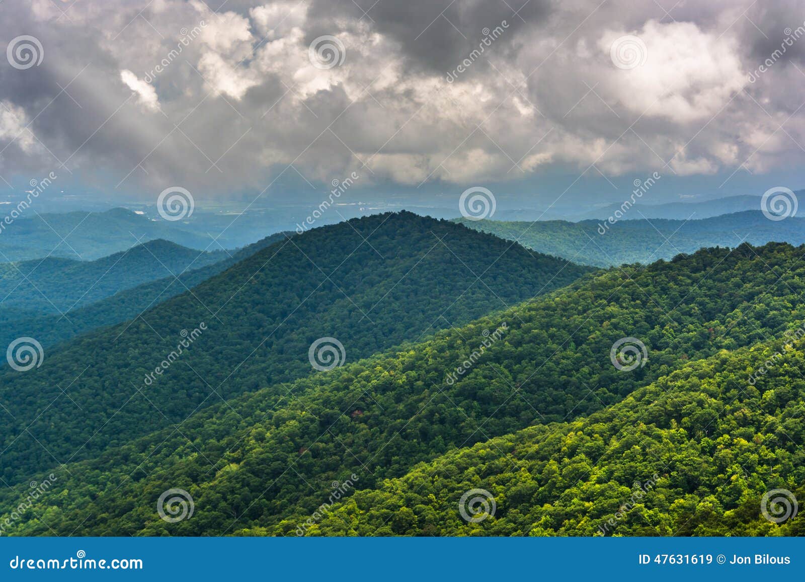 View of Distant Mountains from the Blue Ridge Parkway in North C Stock ...