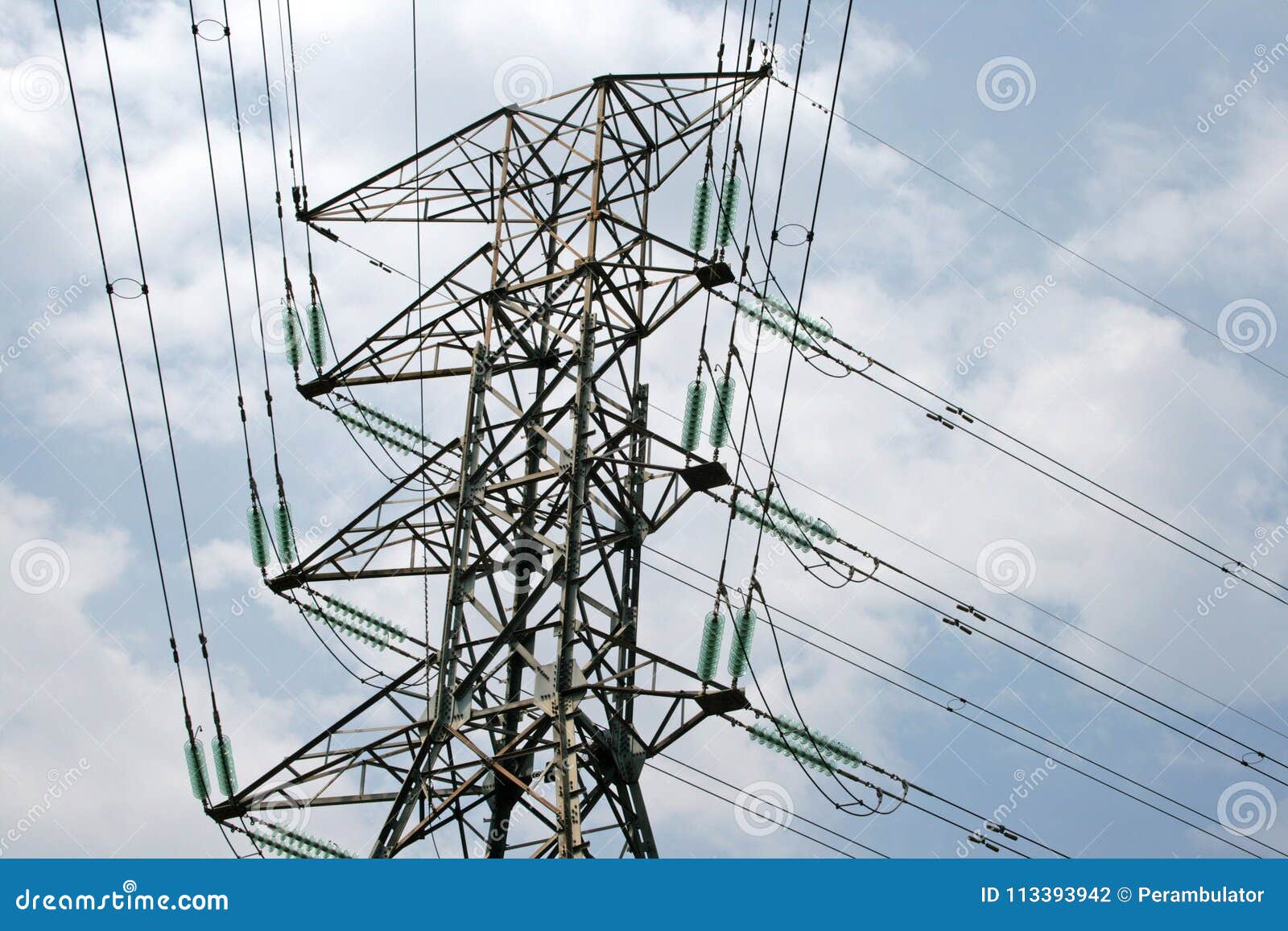 VIEW of DISTRIBUTION UNIT at the TOP of ELECTRICAL PYLON Stock Photo ...