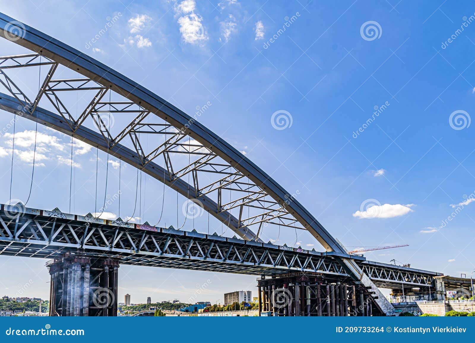 The View on the Dnipro River Bridge in Kyiv City Stock Photo - Image of ...