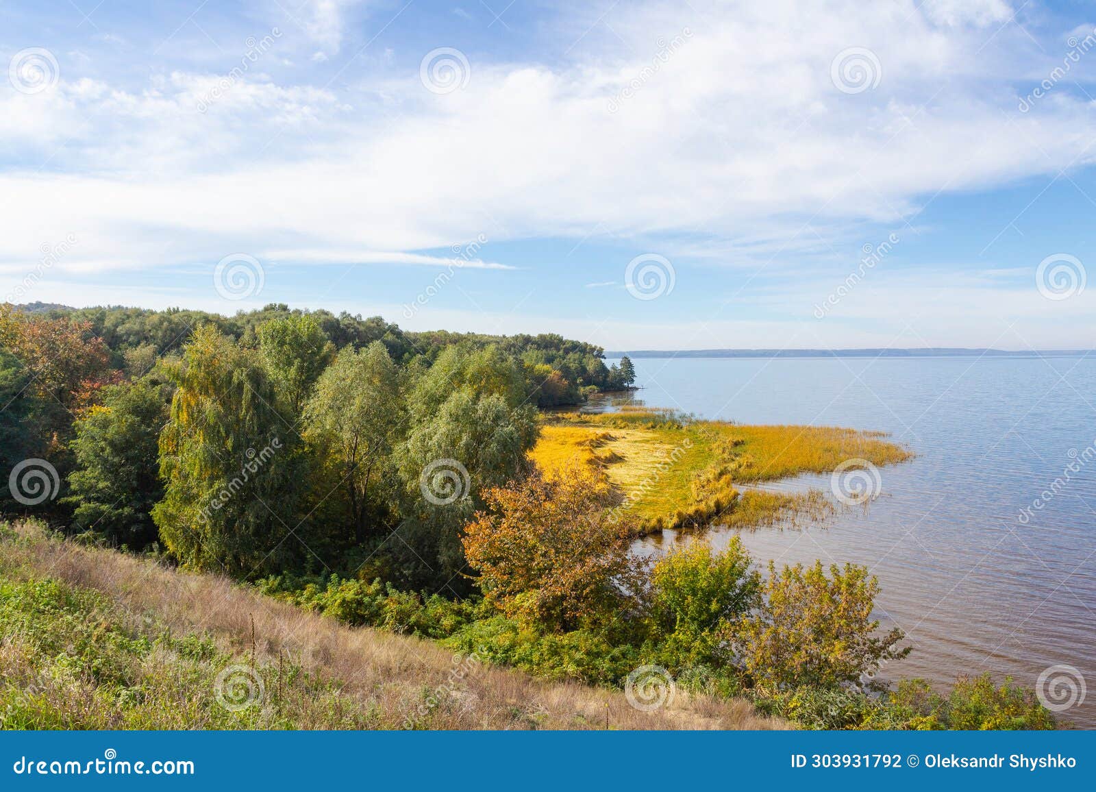View of the Dnipro River from the High Bank of the Trakhtemyriv ...