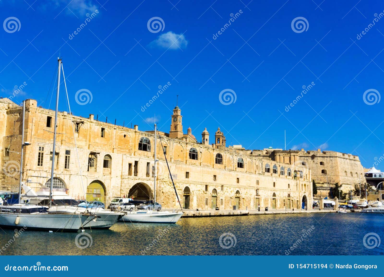 Dock Buildings at Cospicua in Malta Stock Photo - Image of tourist ...