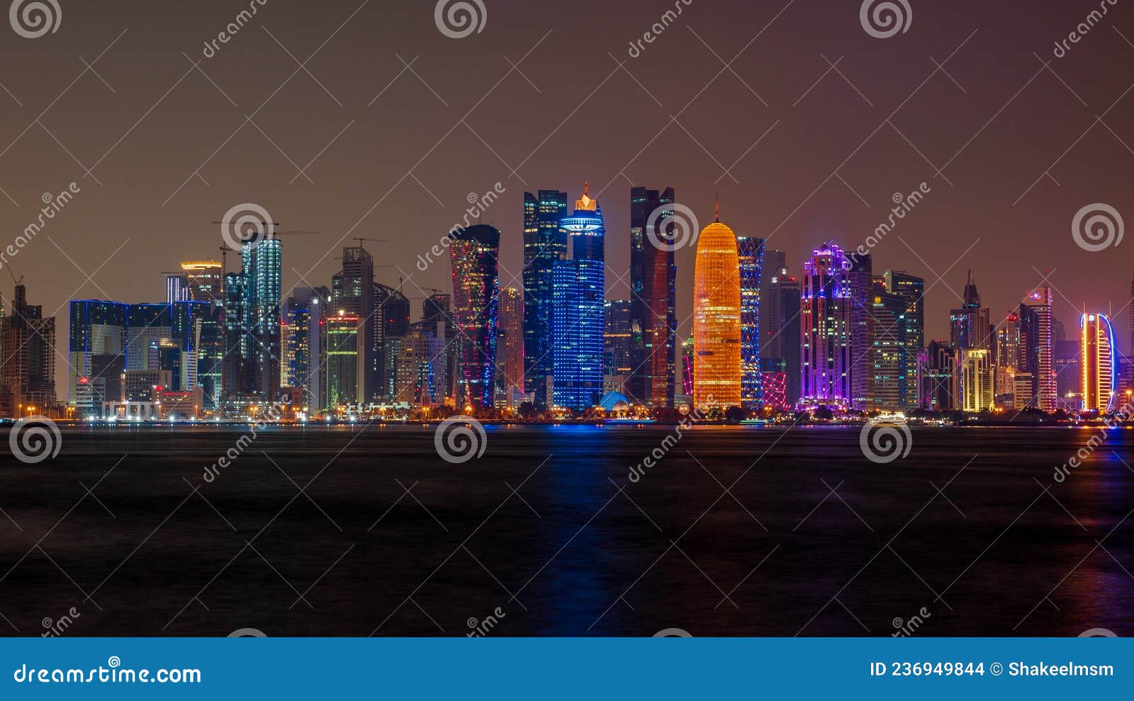 View of Doha Corniche during Night Along with Fanar Building Stock ...