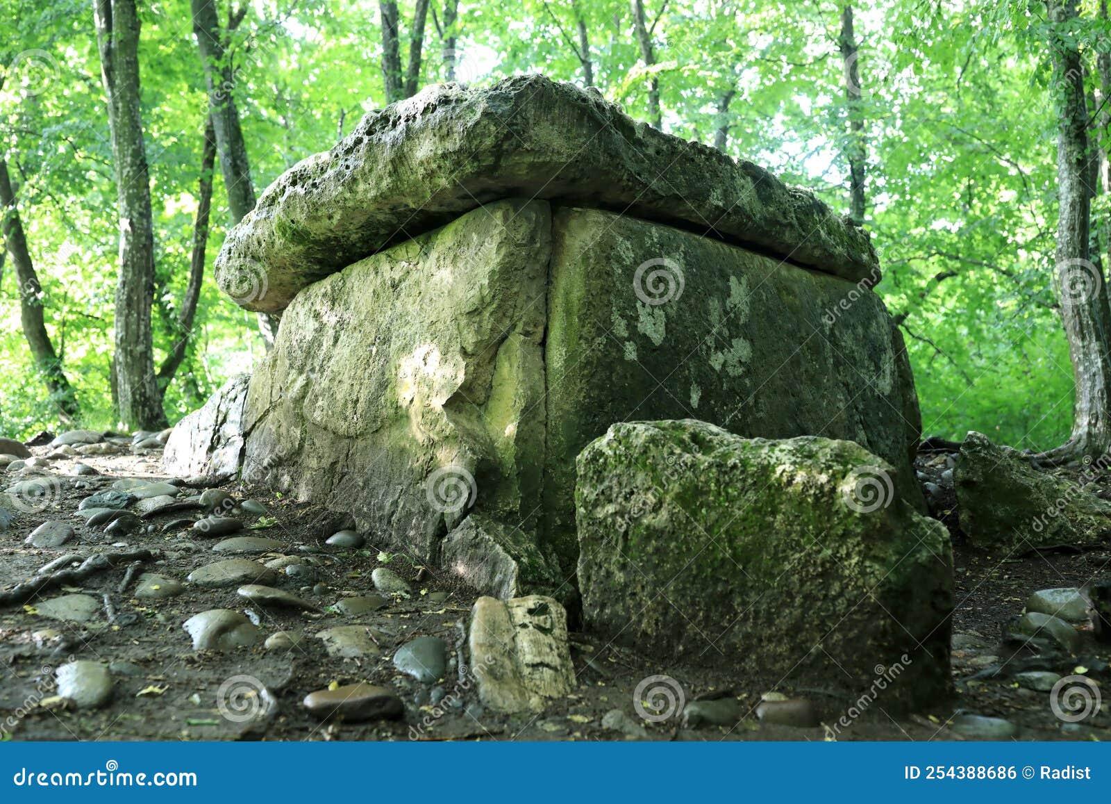 View of Dolmen in Forest in Summer Stock Photo - Image of architecture ...