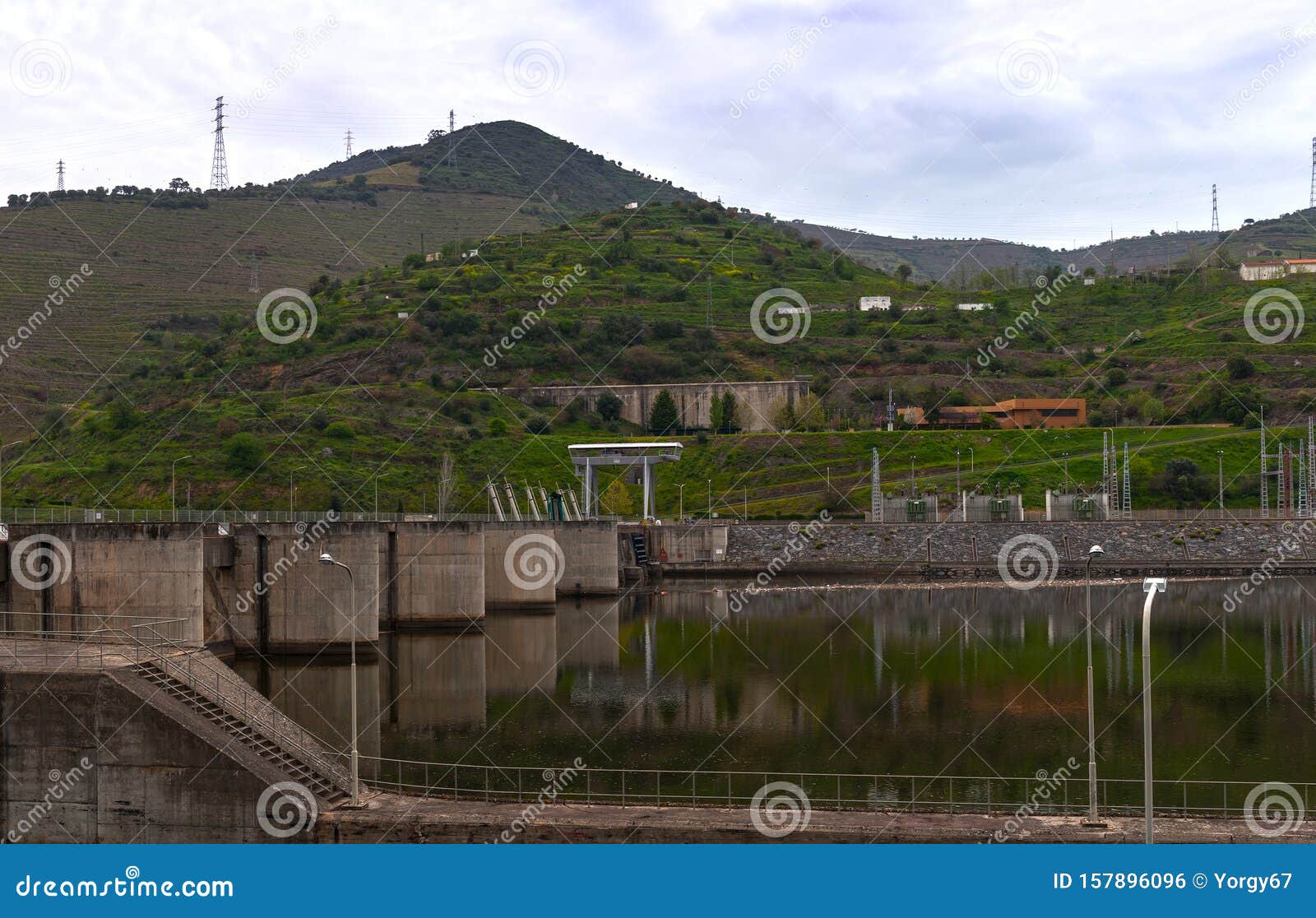 Dam on Douro river stock photo. Image of mist, blue - 157896096