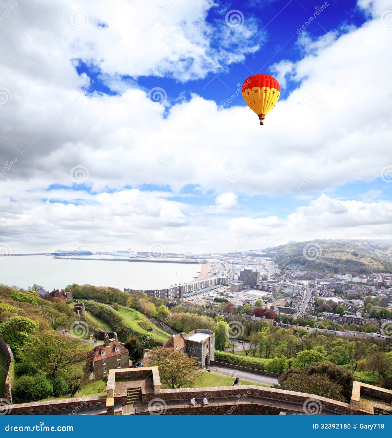 View from Dover Castle England Stock Photo - Image of balloon, home ...