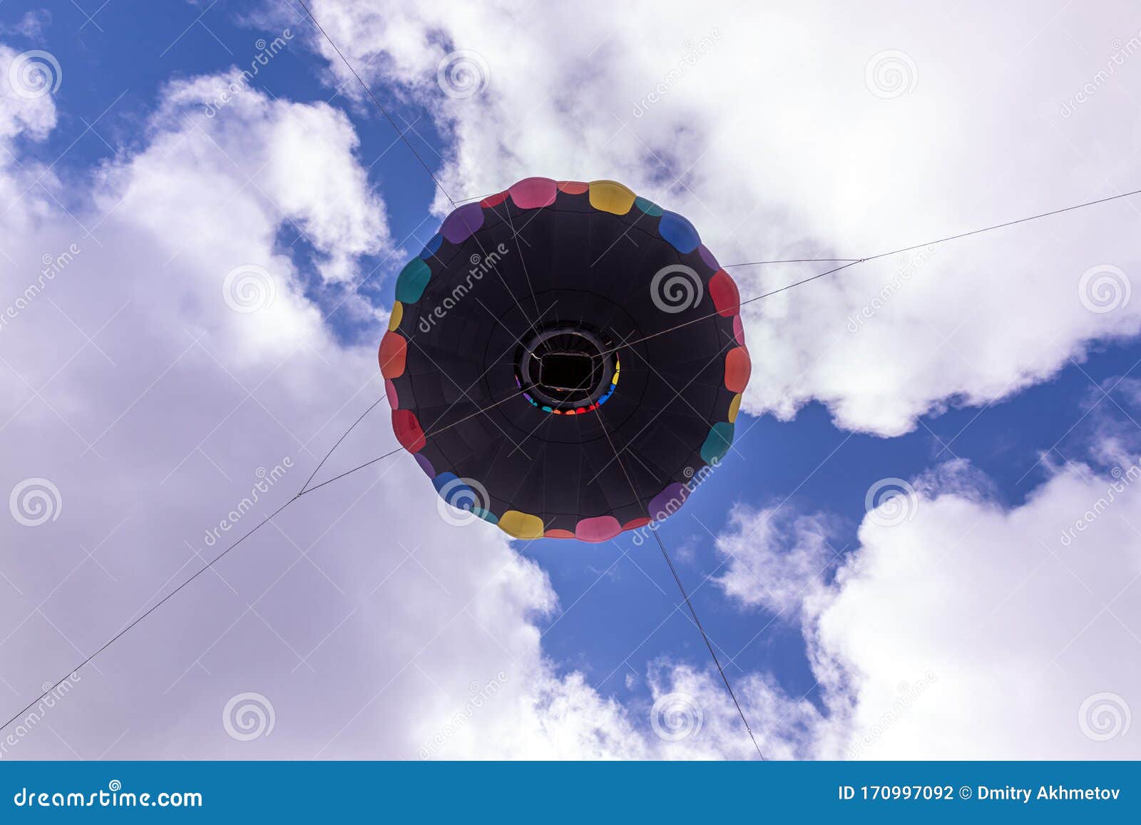 View from Down Below at Colorful Hot Air Balloon Stock Photo - Image of ...