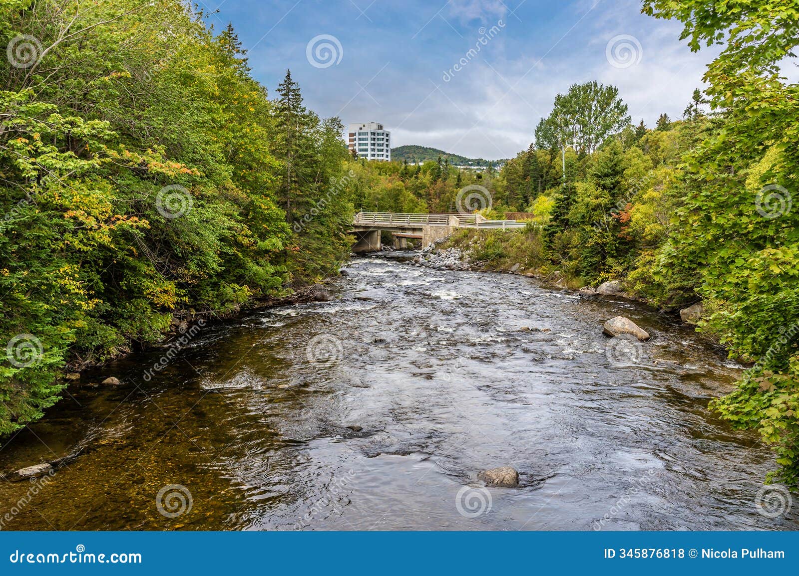 A View Down the Corner Brook Stream Towards a Road Bridge at Corner ...