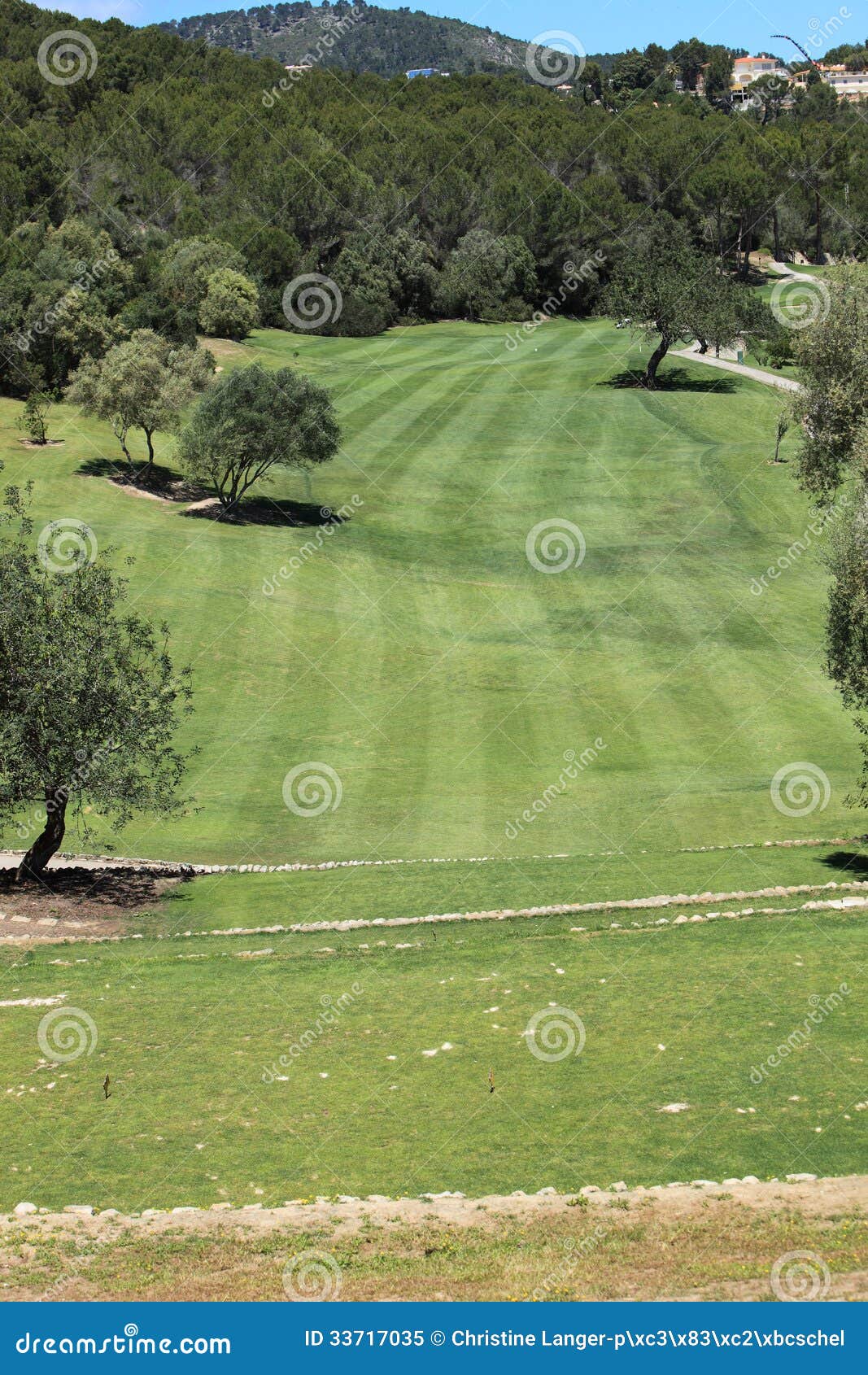 View Down a Fairway on a Golf Course Stock Image - Image of forested ...