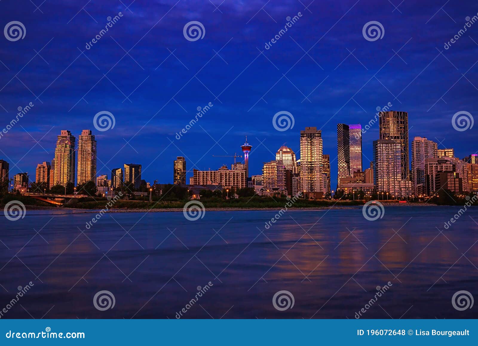 Downtown Calgary Skyline Glowing at Night Stock Photo - Image of ...