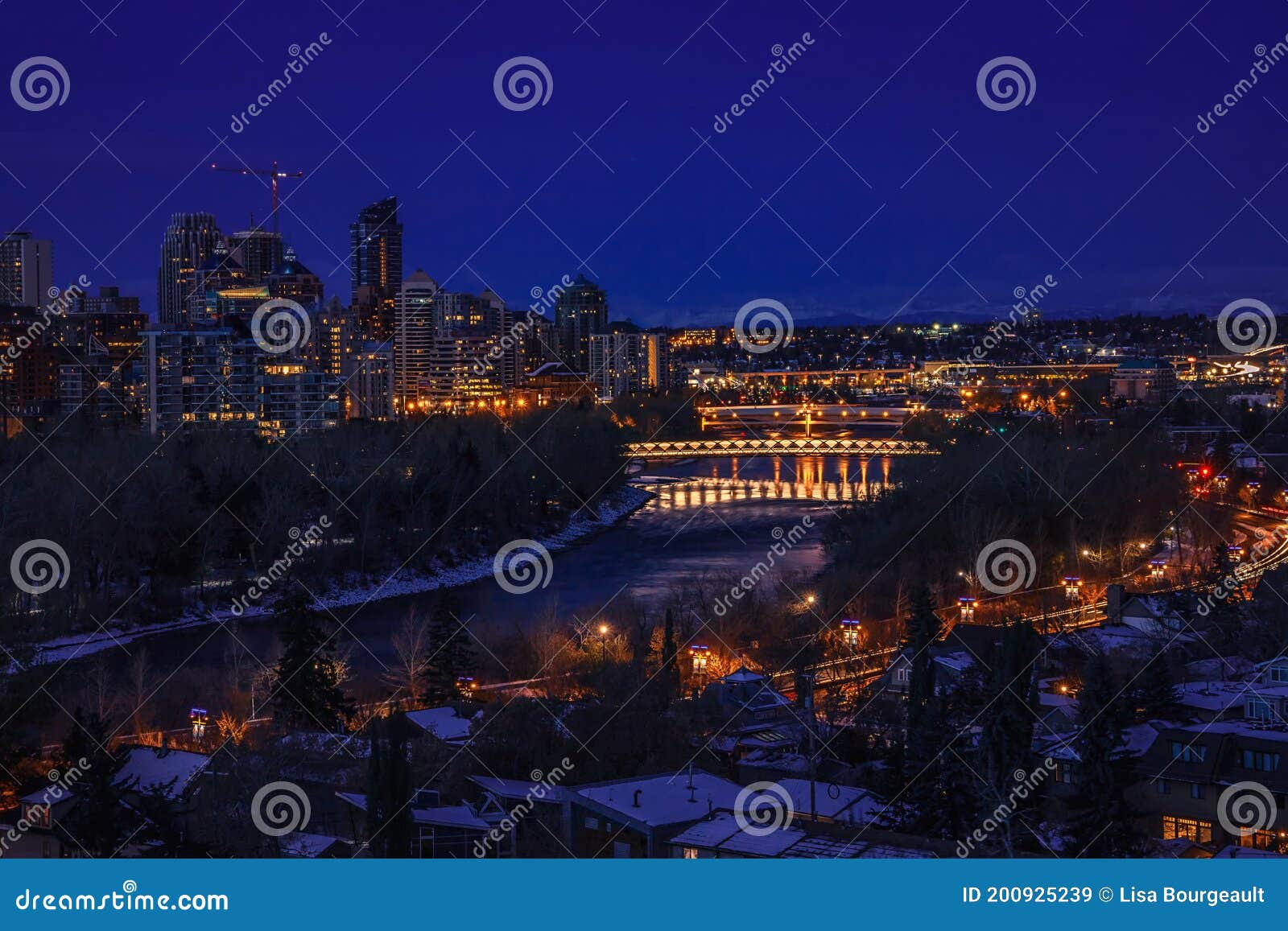 Downtown Calgary Illuminated at Night Stock Image - Image of alberta ...