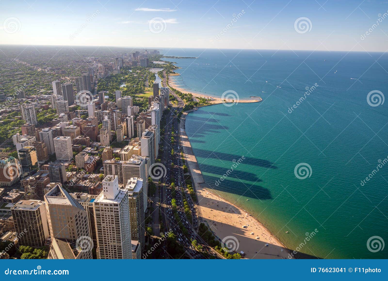 View of Downtown Chicago from Above Stock Image - Image of landmark ...