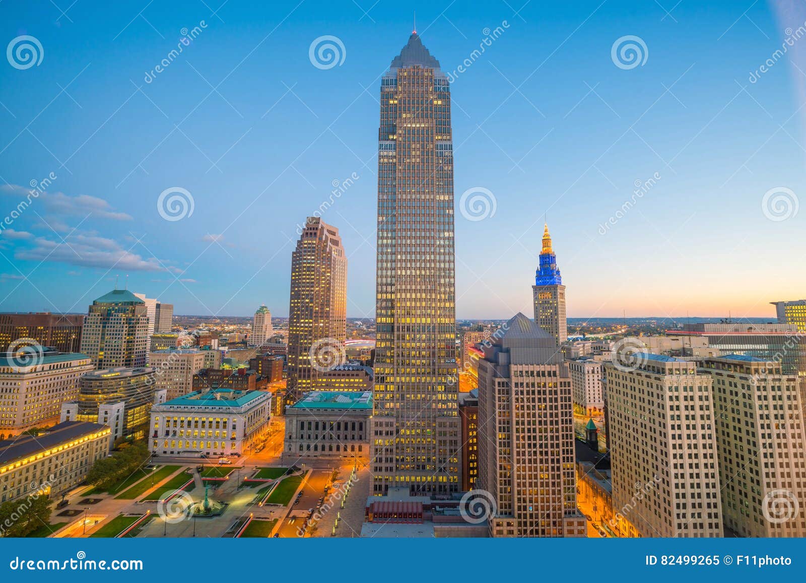 View of downtown Cleveland stock image. Image of midwest - 82499265