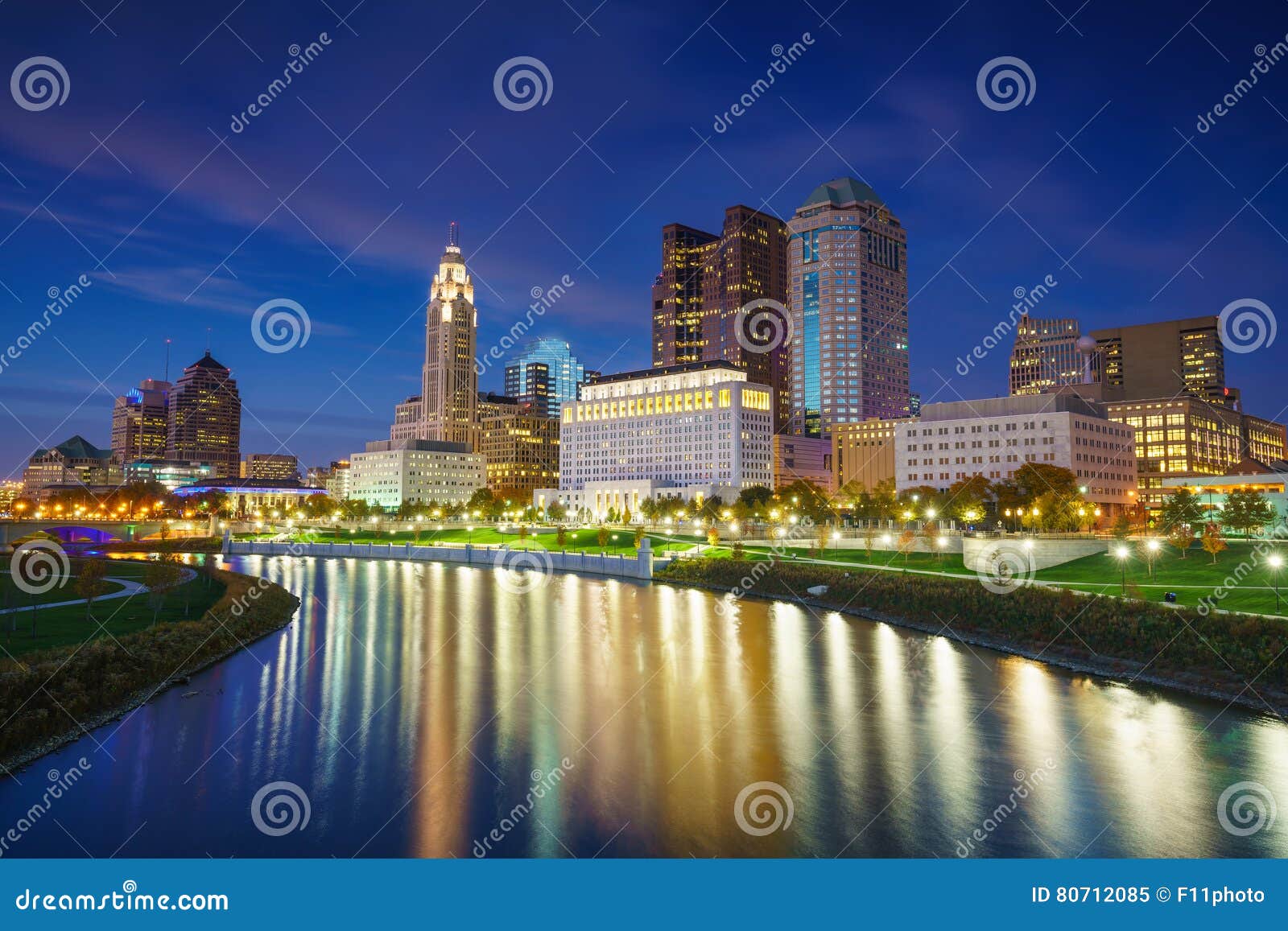 View of Downtown Columbus Ohio Skyline Stock Image - Image of urban ...