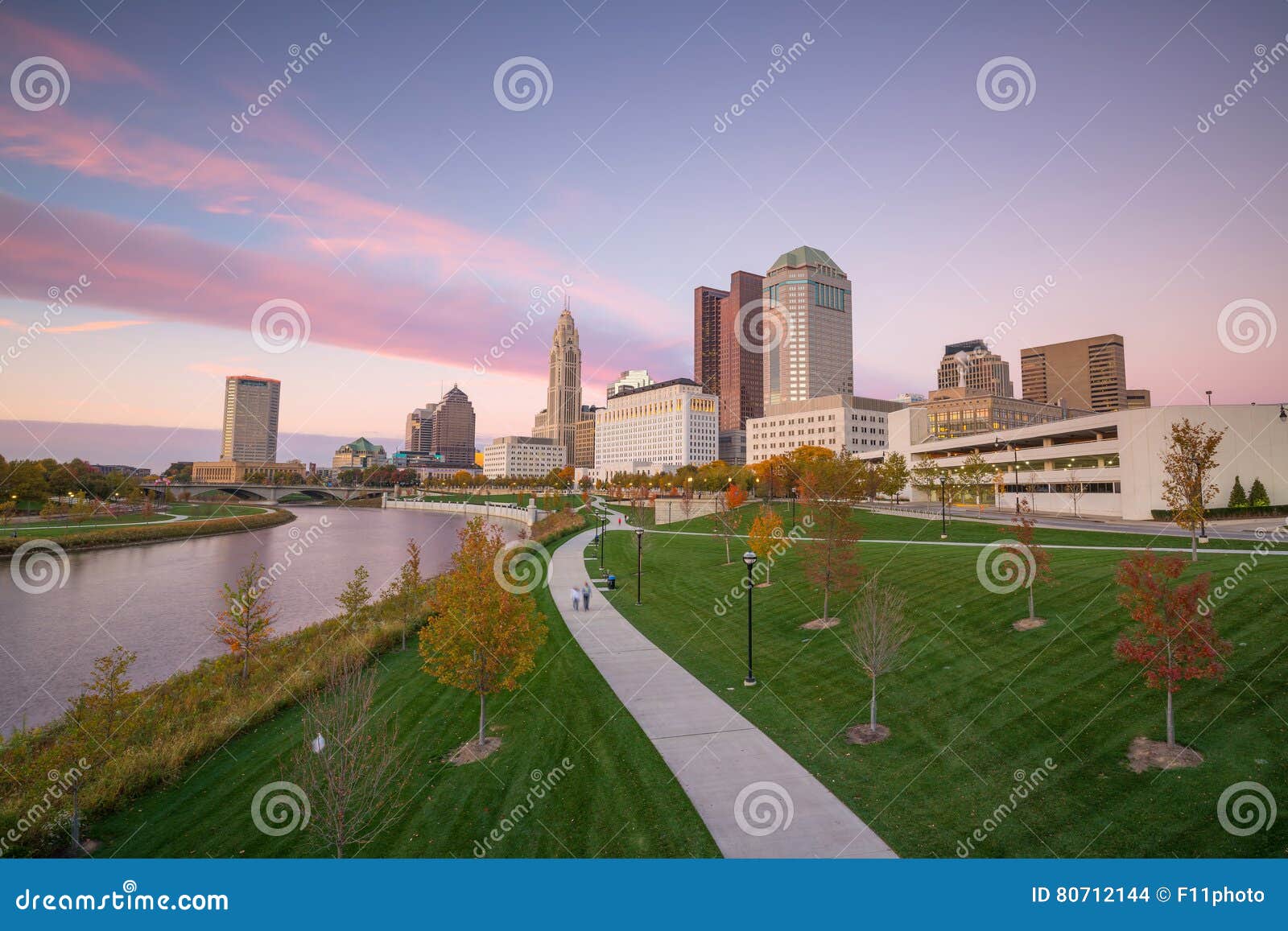 View of Downtown Columbus Ohio Skyline Stock Photo - Image of bridge ...