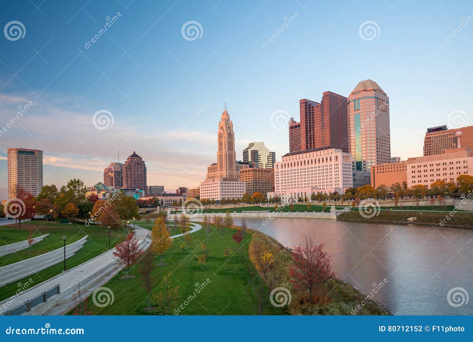 View of Downtown Columbus Ohio Skyline Stock Photo - Image of capital ...