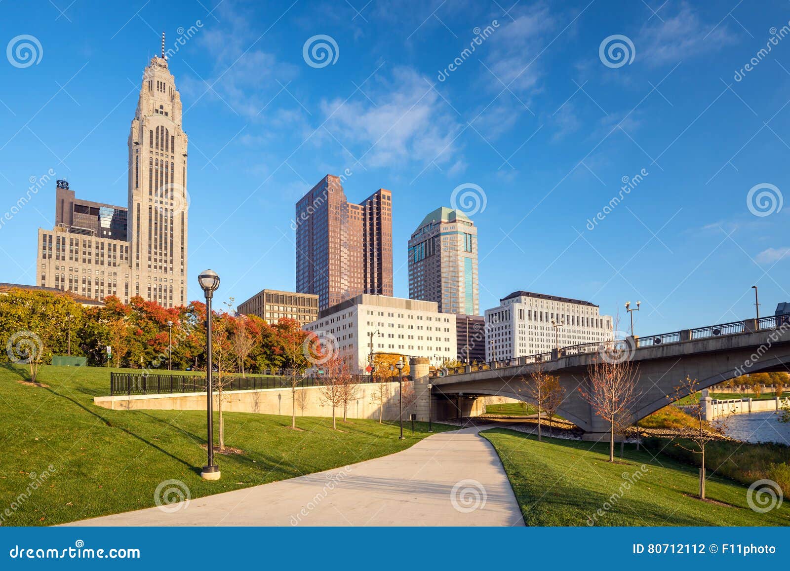 View of Downtown Columbus Ohio Skyline Stock Photo - Image of spring ...