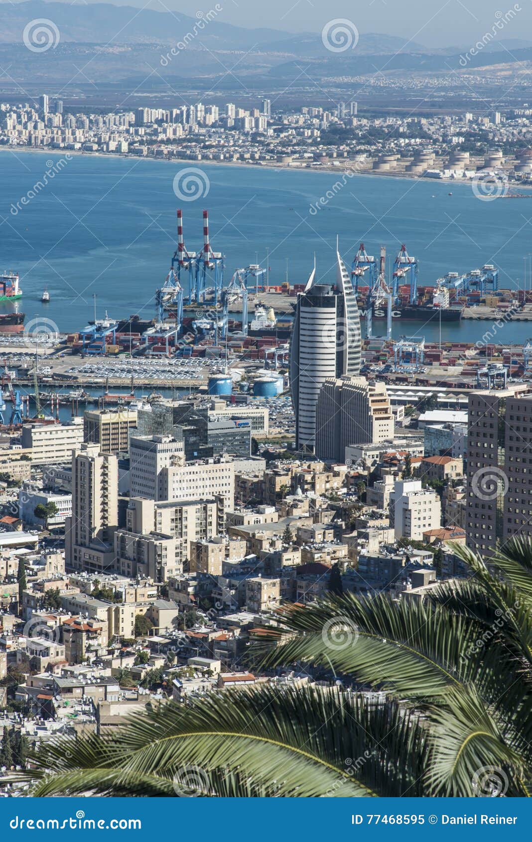 View of Downtown Haifa and Haifa Harbor and Bay Editorial Image - Image ...