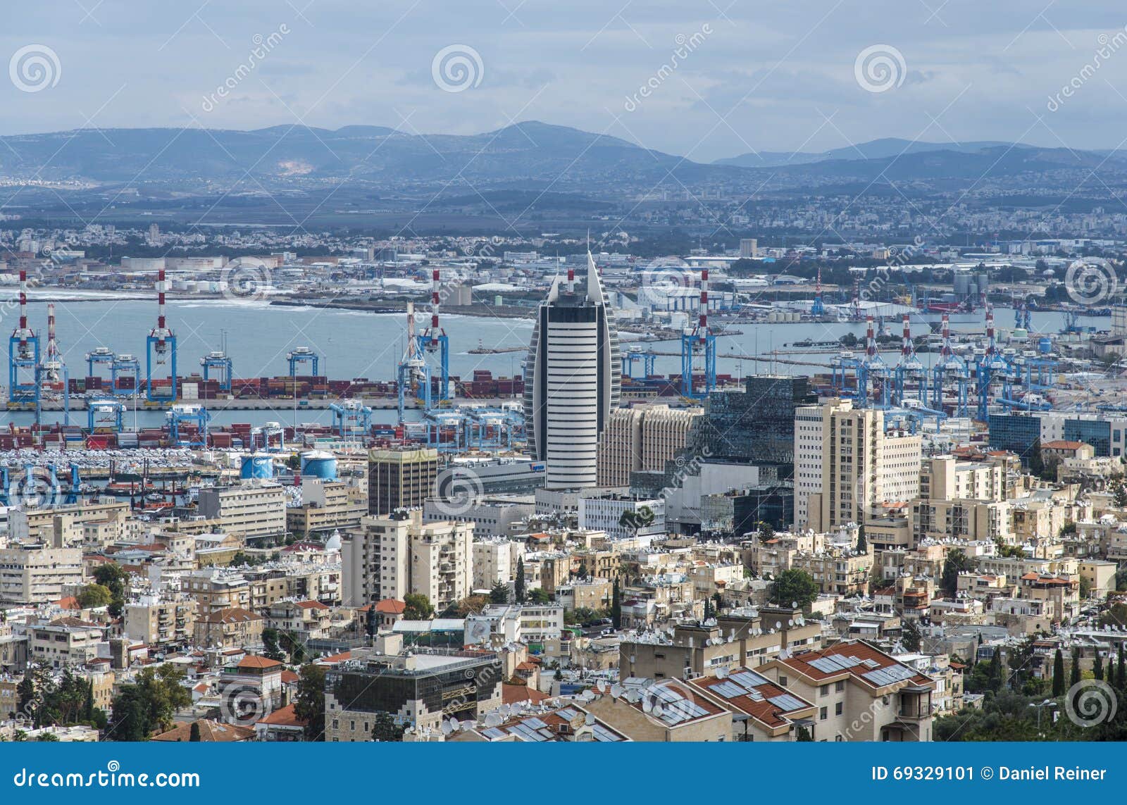 View of Downtown Haifa and Haifa Harbor and Bay Editorial Photo - Image ...