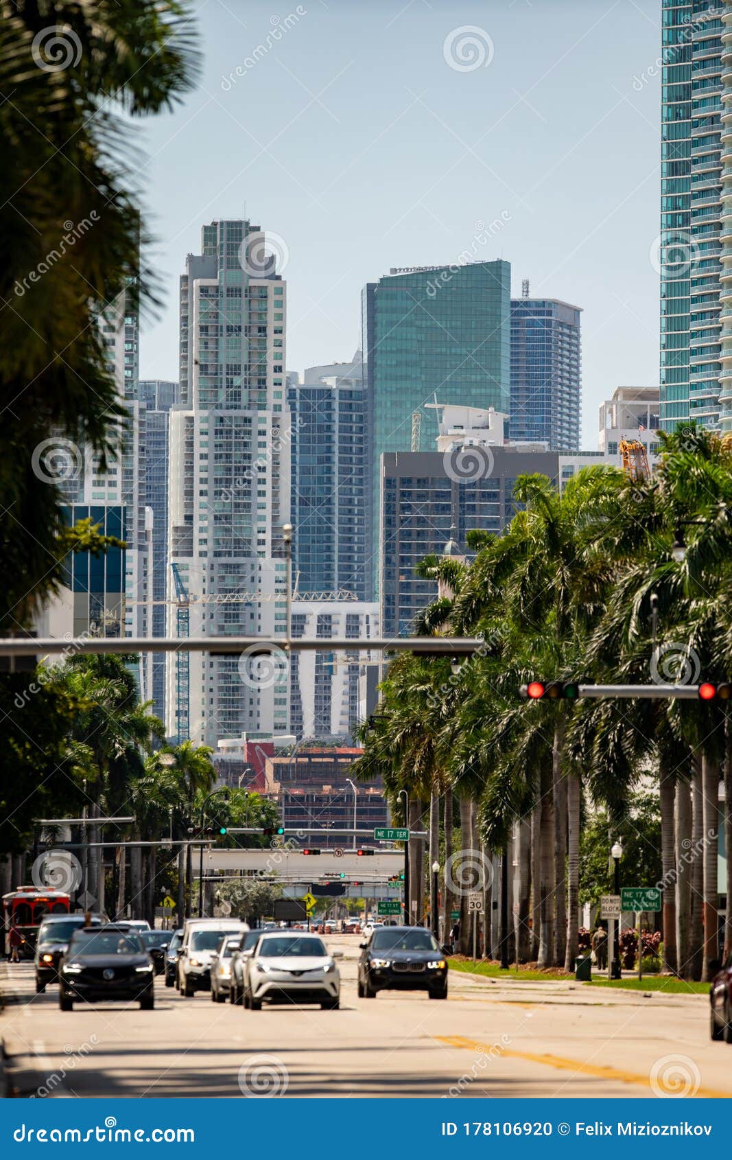 View of Downtown Miami from Biscayne Boulevard Editorial Image - Image ...