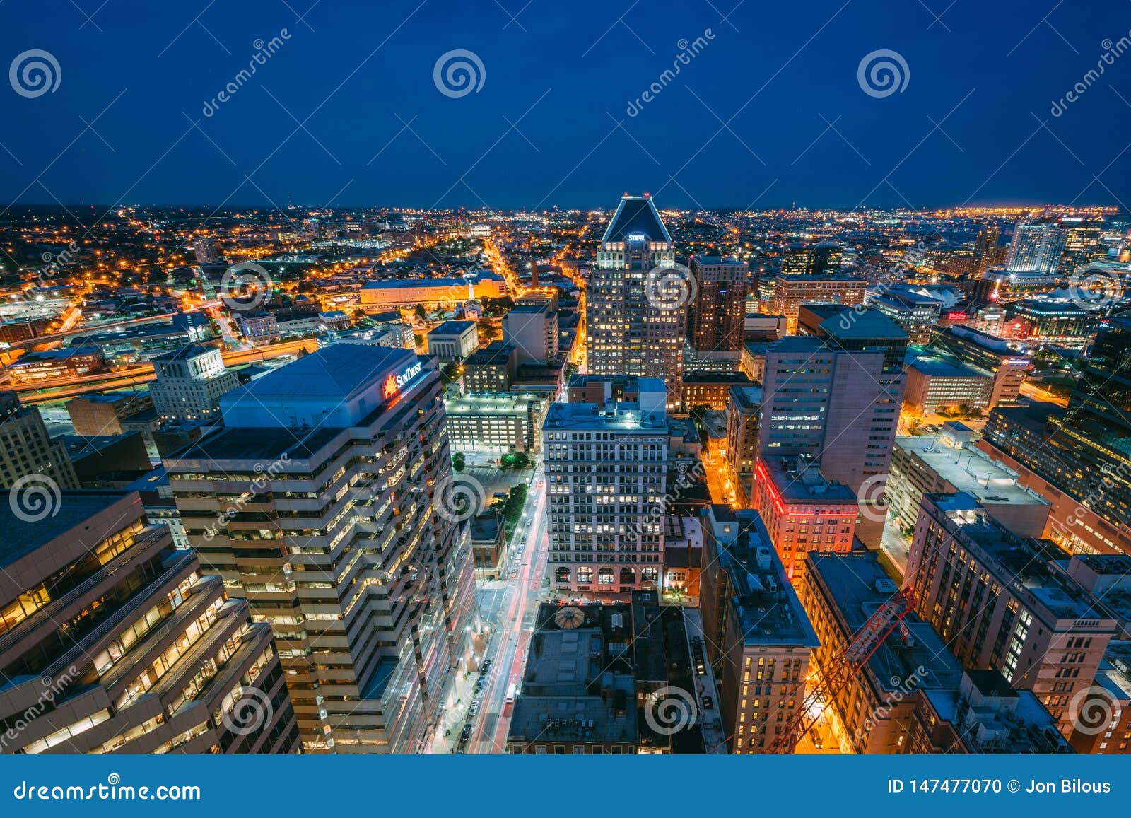 View of Downtown at Night, in Baltimore, Maryland Editorial Image ...