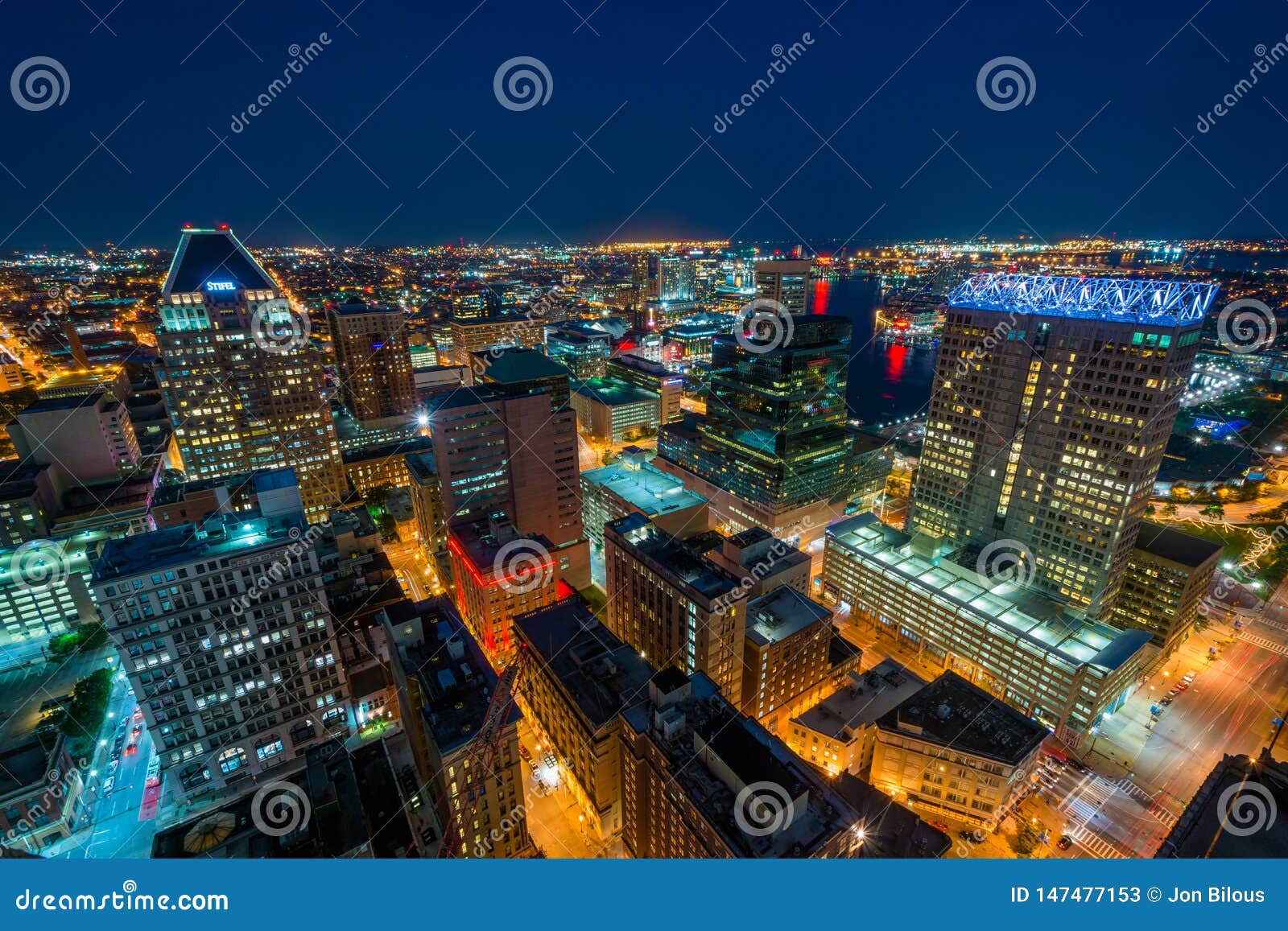 View of Downtown at Night, in Baltimore, Maryland Editorial Stock Photo ...
