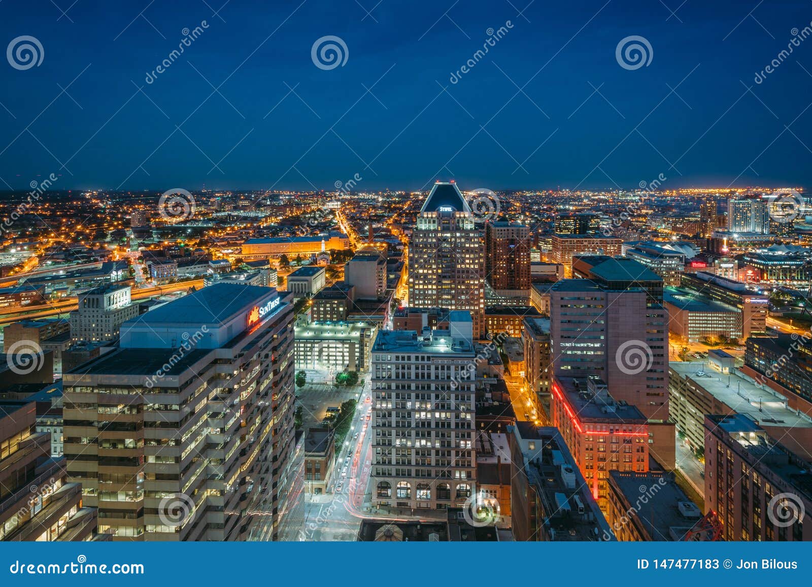 View of Downtown at Night, in Baltimore, Maryland Editorial Stock Photo ...