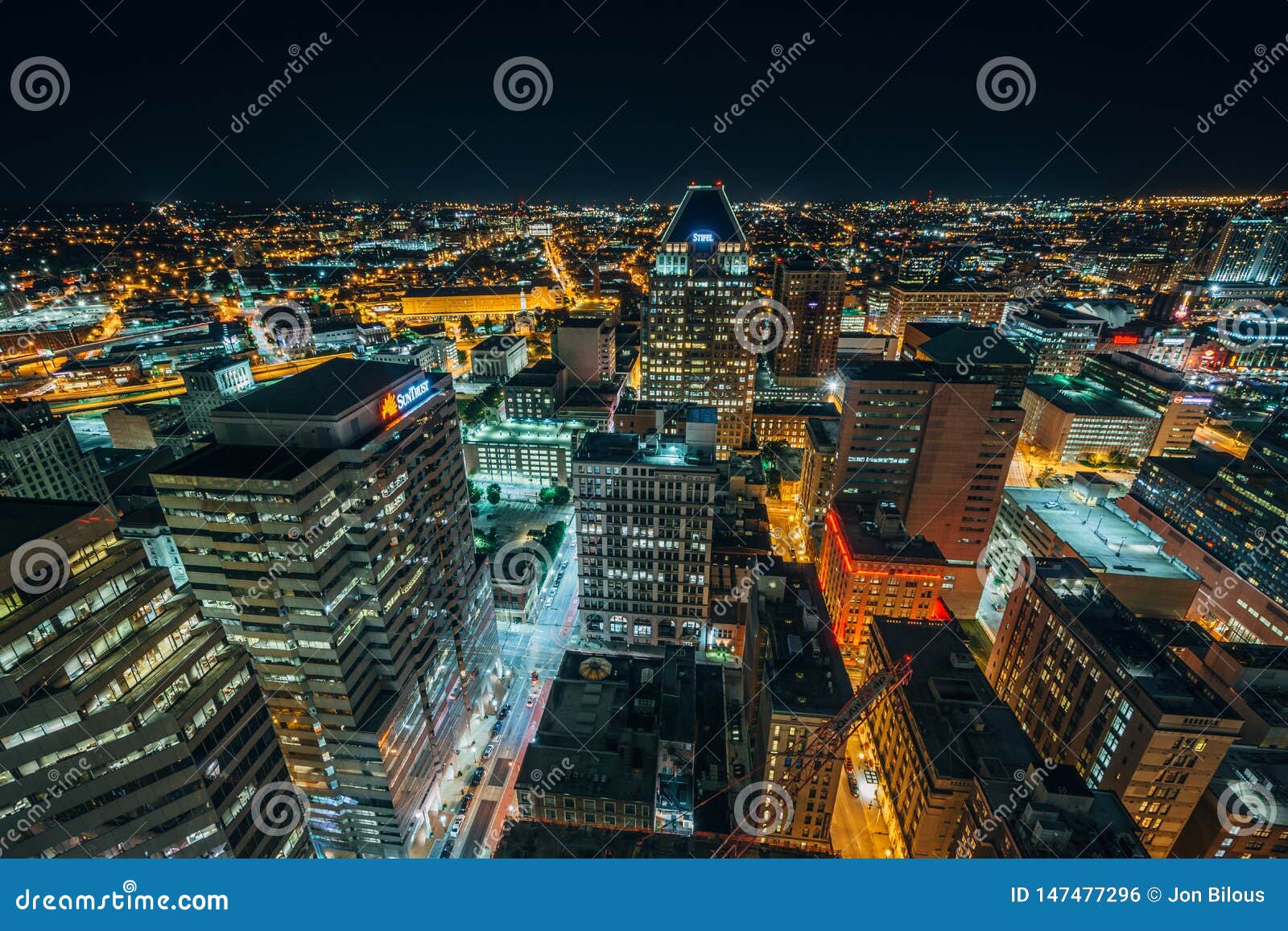 View of Downtown at Night, in Baltimore, Maryland Editorial Photo ...