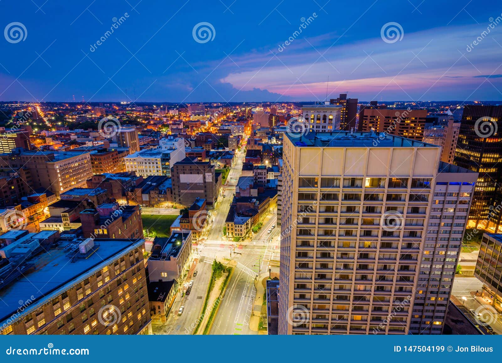 View of Downtown at Night in Baltimore, Maryland Editorial Stock Image ...