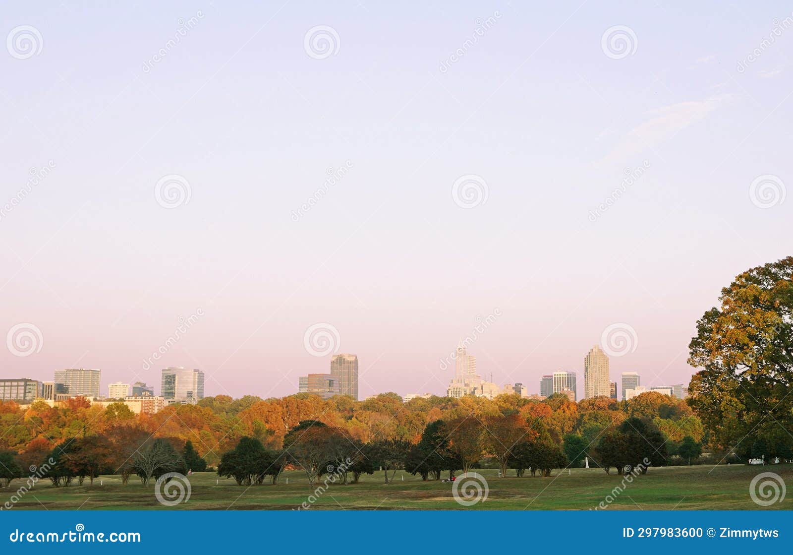 View of Downtown Raleigh Skyline from Dix Park with Fall Foliage Stock ...